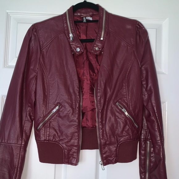 Divided | Jackets & Coats | New Divided Redish Burgundy Leather Jacket ...